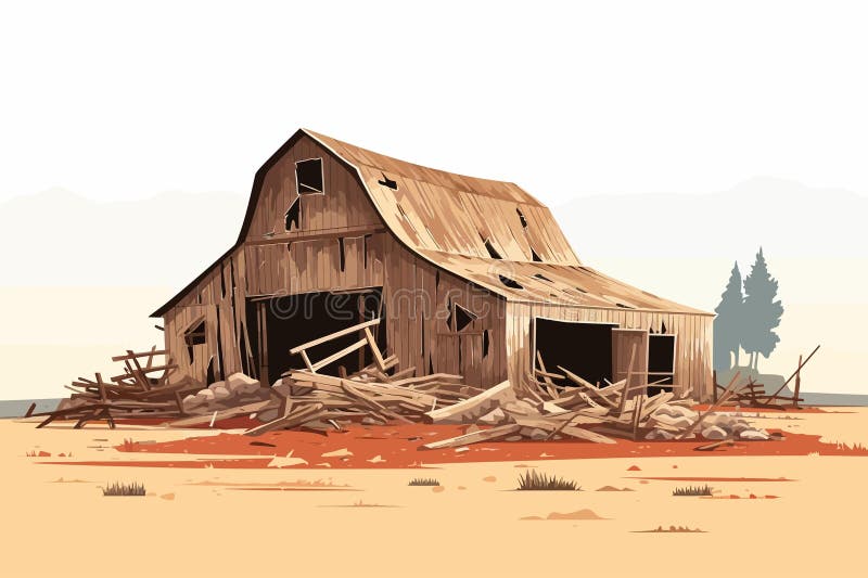 Destroyed Barn Demolished Building Vector Flat Isolated Illustration ...