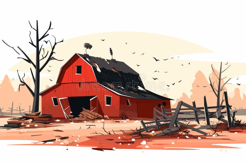 Destroyed Barn Demolished Building Vector Flat Isolated Illustration ...