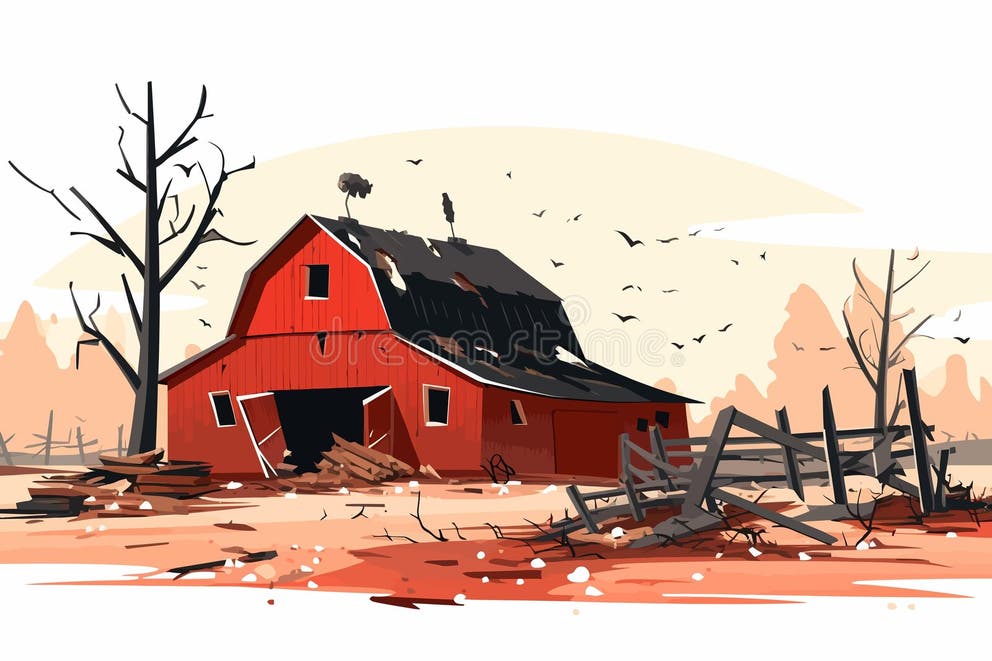 Destroyed Barn Demolished Building Vector Flat Isolated Illustration ...