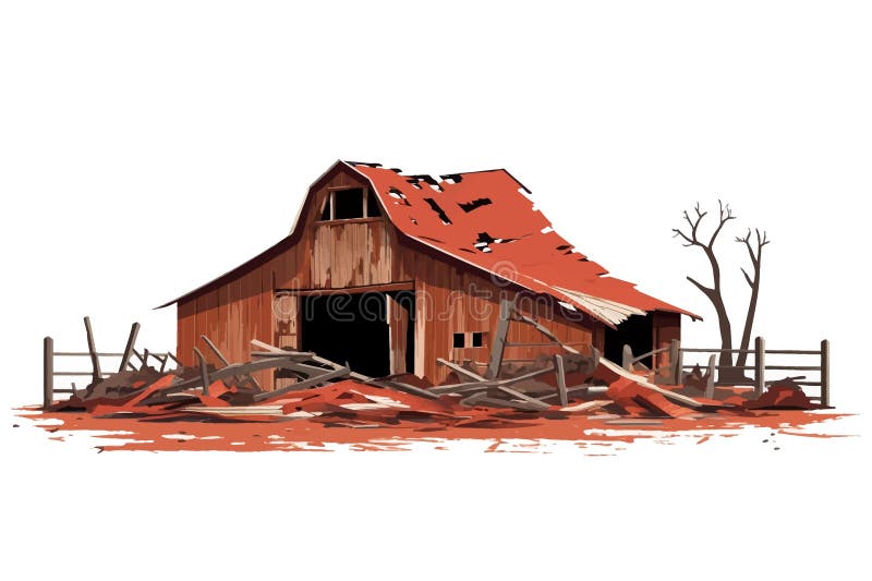 Destroyed Barn Demolished Building Vector Flat Isolated Illustration Stock Vector - Illustration ...