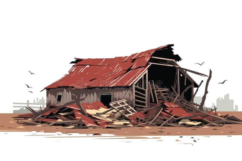 Destroyed Barn Demolished Building Vector Flat Isolated Illustration ...