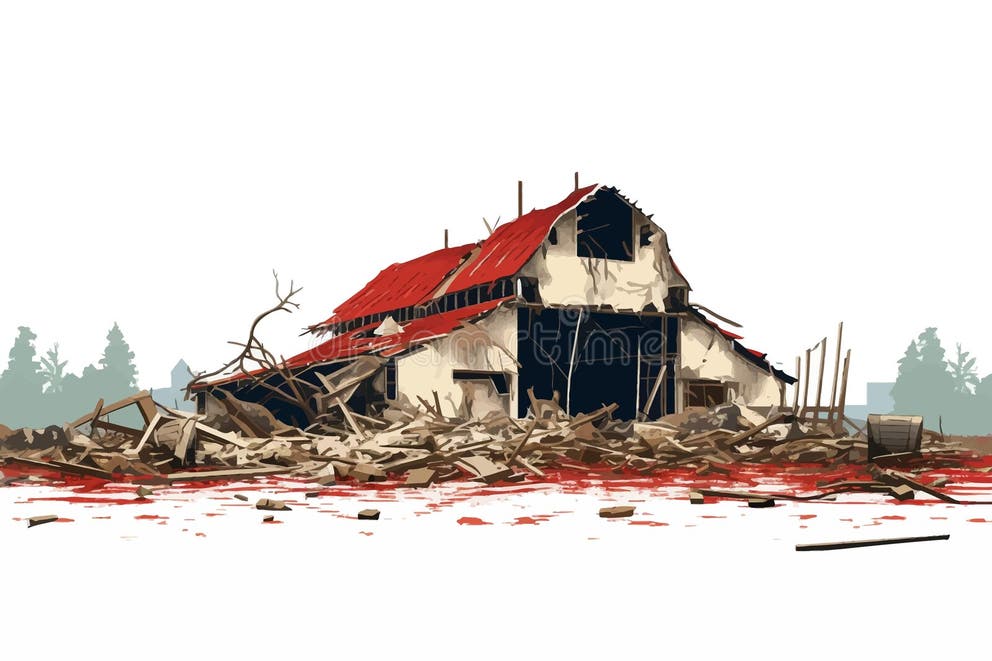 Destroyed Barn Demolished Building Vector Flat Isolated Illustration ...