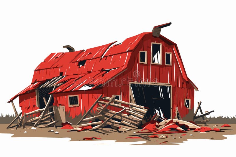 Destroyed Barn Demolished Building Vector Flat Isolated Illustration ...