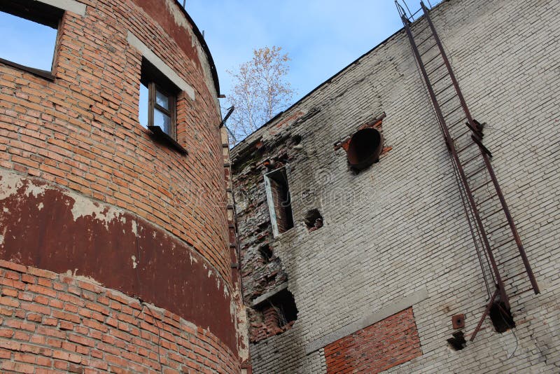 Destroyed Brick Building Abandoned Old Walls Broken Stock Photo - Image ...