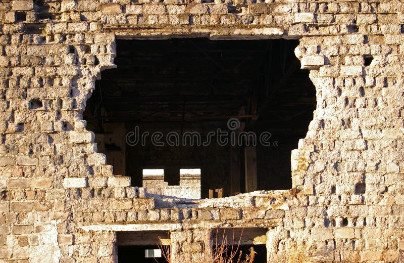 Destroyed brick wall. stock photo. Image of ruined, construction - 7485092