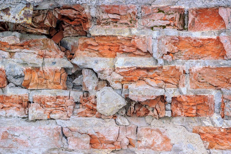 Destroyed Brick Wall, Background. Stock Image - Image of brickwork ...