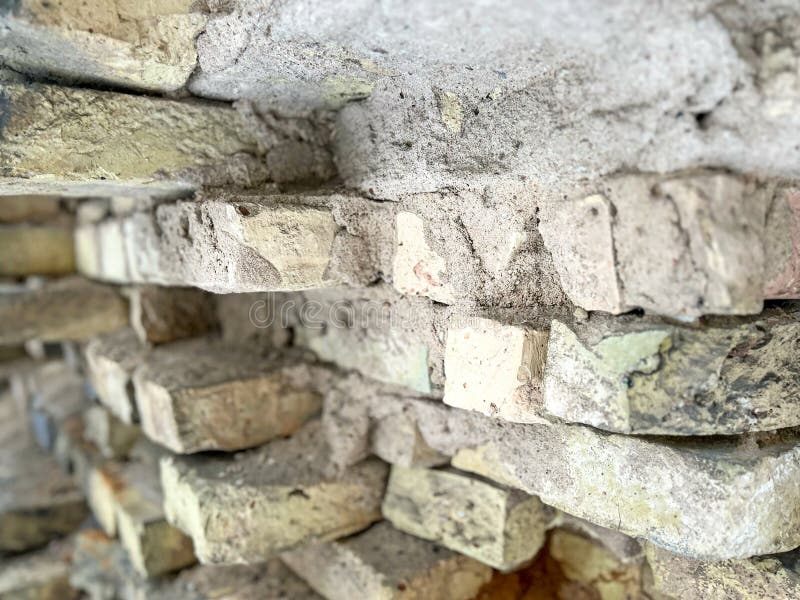 Destroyed Brick Wall Close -up Stock Image - Image of structure ...