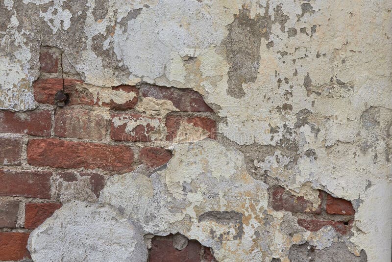 Destroyed Brick Wall with Fallen Off Plaster Stock Photo - Image of ...