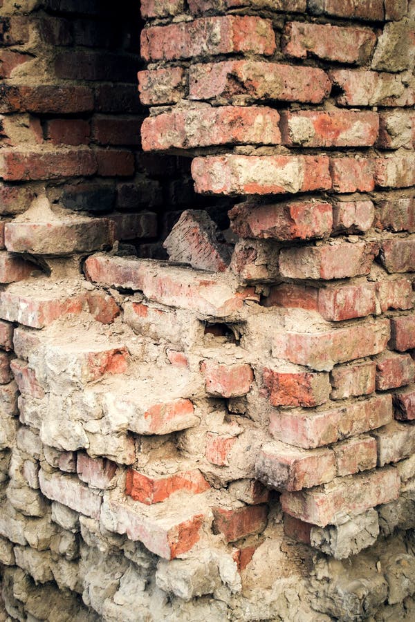 Destroyed Brick Wall. the Foundation of the Old Building. Stock Image ...