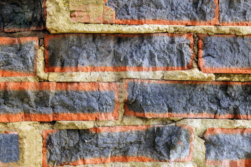Destroyed Bricks in Old Brickwork. Old Dilapidated Brick Wall, Natural ...