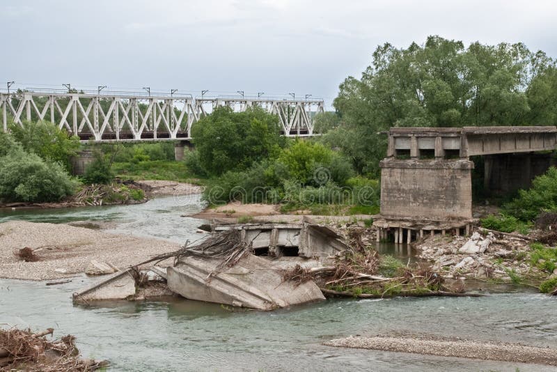 Destroyed Bridge stock image. Image of bridge, broken - 23061861
