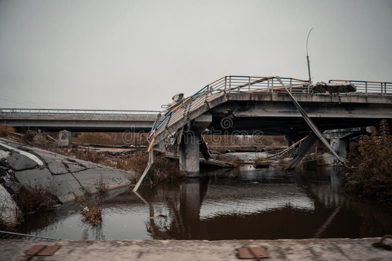 Destroyed Bridge in February 2022 Stock Photo - Image of house, crime ...