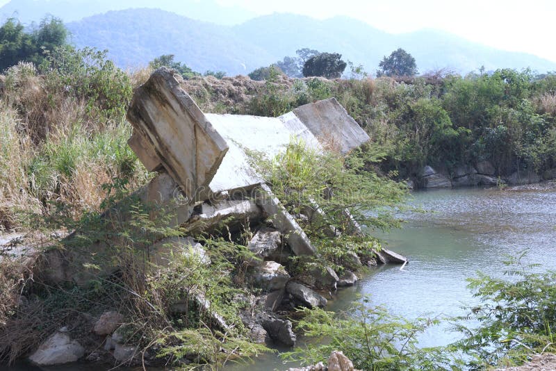 Destroyed of bridge stock photo. Image of cracked, empty - 53255124