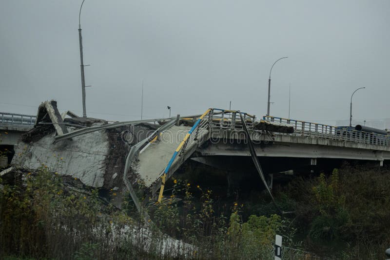 The Destroyed Bridge in Irpen since the Beginning of the War Stock ...