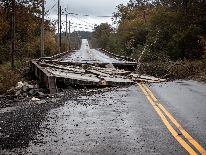 Destroyed Bridge Road after Flood Disaster Storm High Quality Image ...