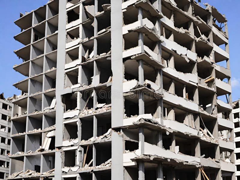 Destroyed Building with a Destroyed Building Stock Photo - Image of ...