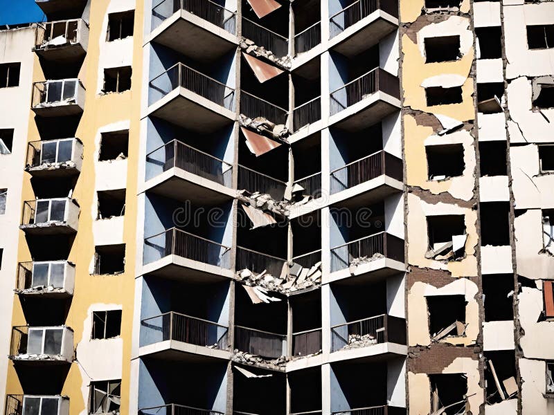 Destroyed Building with a Destroyed Building Stock Photo - Image of ...