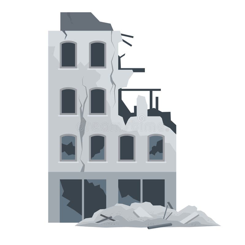 Destroyed Building after a Catastrophe Stock Vector - Illustration of ...