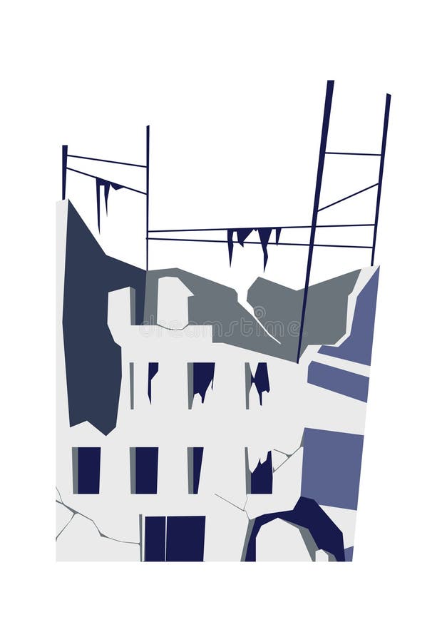 Destroyed Building, Damaged Structure Cartoon Stock Illustration ...