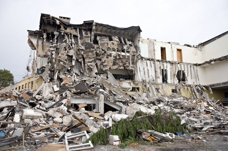 Destroyed Building, Debris. Series Stock Image - Image of destroyed ...