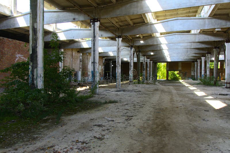 The Destroyed Building of the Factory Workshop, Stock Photo - Image of ...
