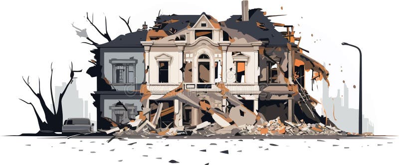 Destroyed Building Isolated Vector Style Illustration Stock Vector ...