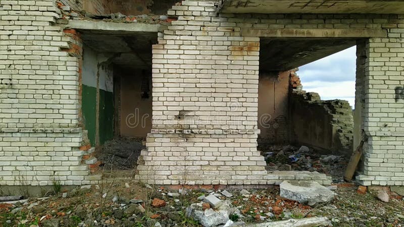Destroyed Building. Old and Ruined Brick Building. Stock Video - Video ...