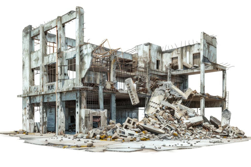 A Destroyed Building with a Pile of Rubble. Suitable for Post ...