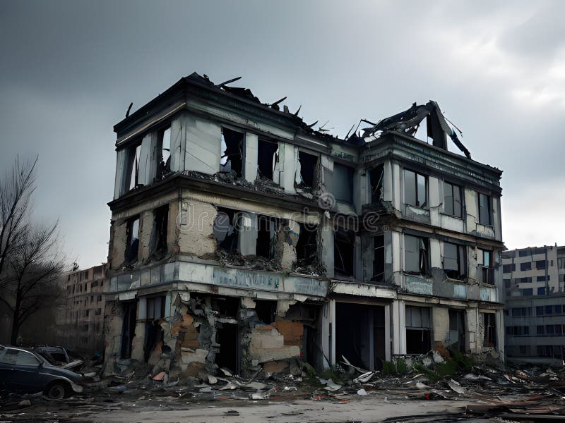 Destroyed Building in a Residential Center, Ai Generated Stock ...