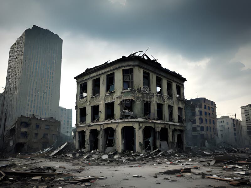 Destroyed Building in Russian. War. Ukraine, Ai Generated Stock ...