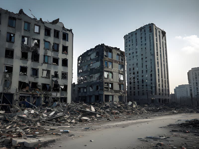 Destroyed Building in Russian. War. Ukraine, Ai Generated Stock ...