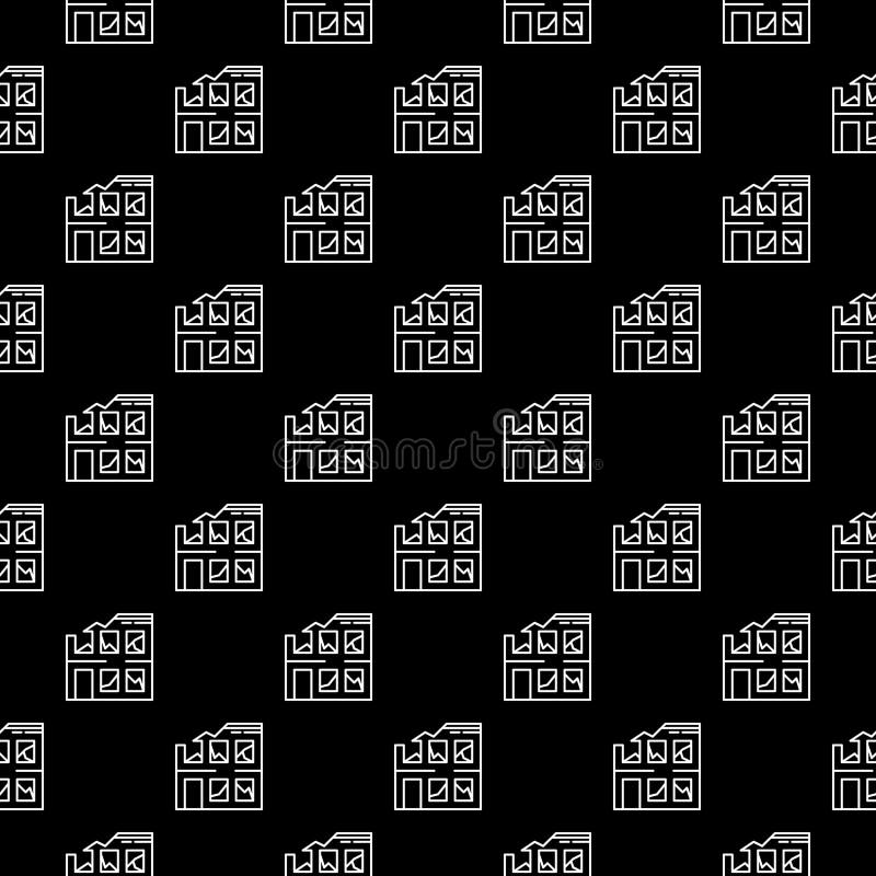 Destroyed Building Vector Concept Dark Outline Seamless Pattern Stock ...