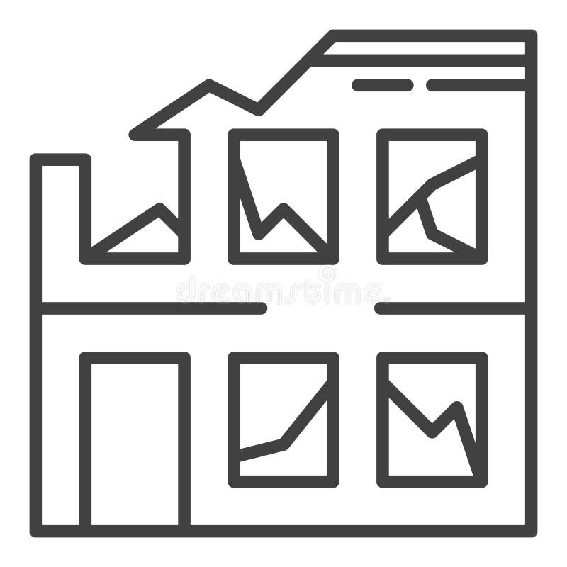 Destroyed Building Vector Concept Outline Icon or Symbol Stock ...