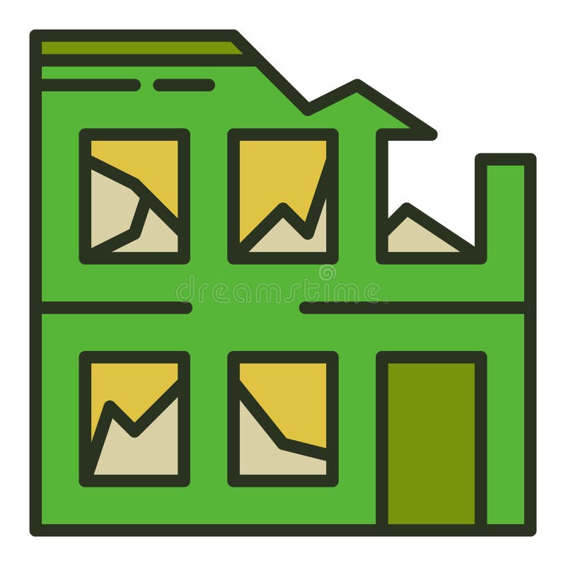 Destroyed Building Vector War Concept Colored Icon Stock Vector ...