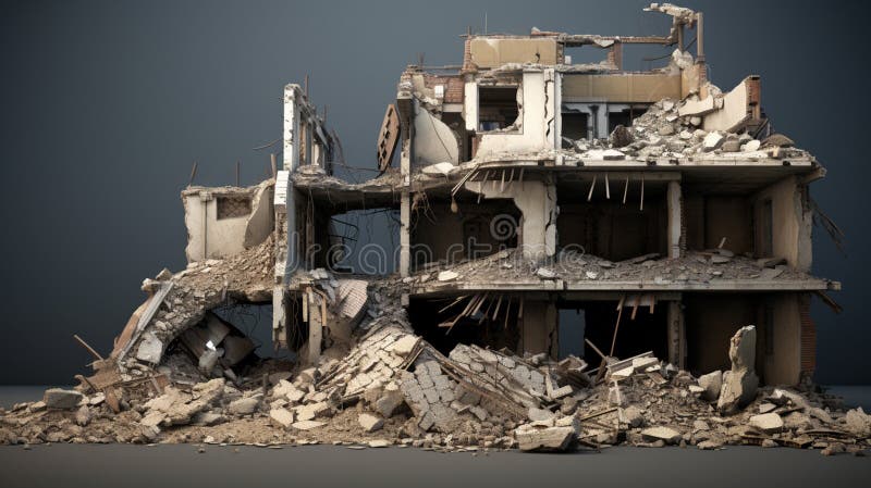 Destroyed Building. View of the Ruins. the Wreckage of the Building ...