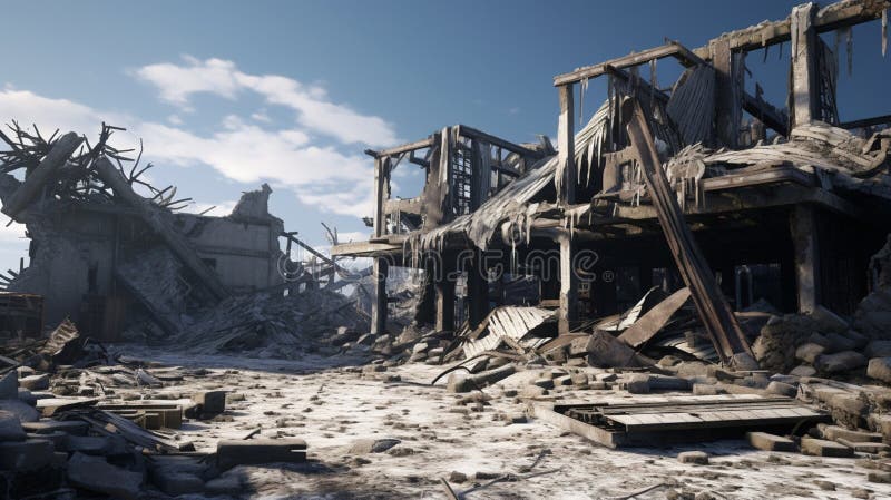 Destroyed Building. View of the Ruins. the Wreckage of the Building ...