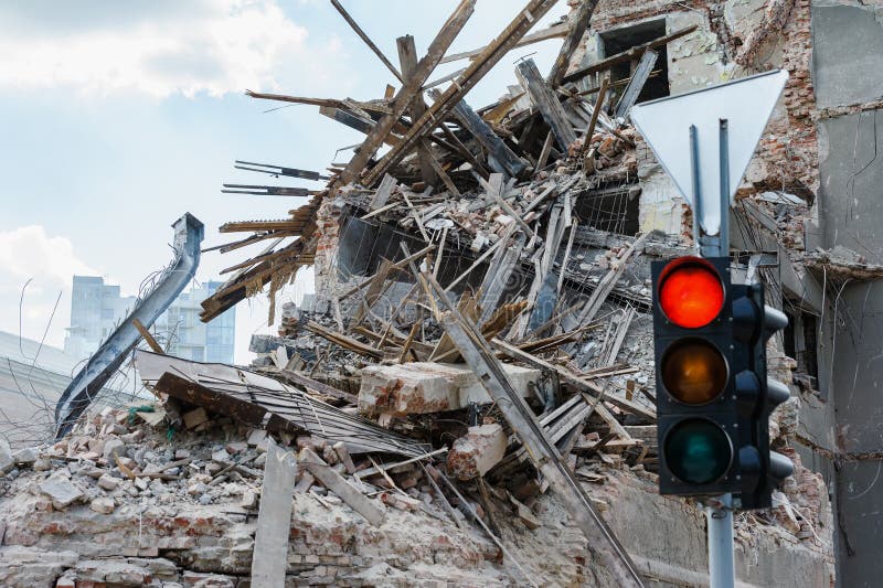 Destroyed Buildings and Structures. Stock Photo - Image of light ...