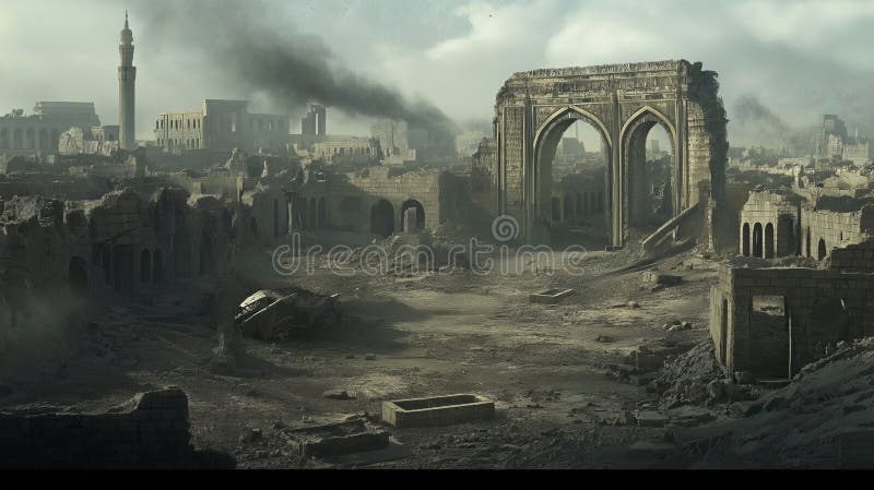 Destroyed Buildings Theme for Wallpaper Stock Image - Image of ...
