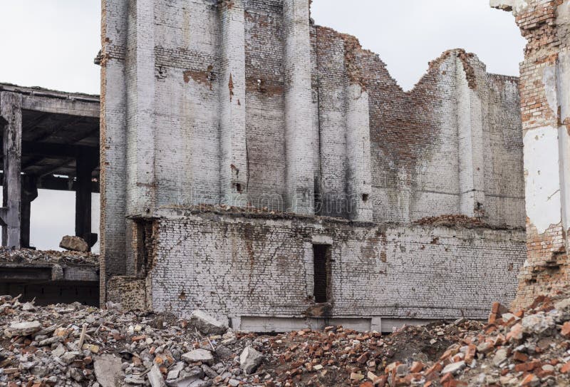 Destroyed Buildings, War in the City. Ruins of a House Stock Image ...