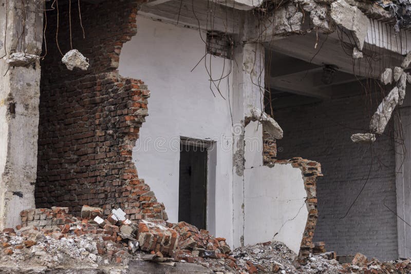 Destroyed Buildings, War in the City. Ruins of a House Editorial Photo ...