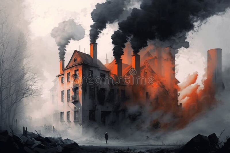 A Destroyed City after the End of the World. AI Generative Stock ...