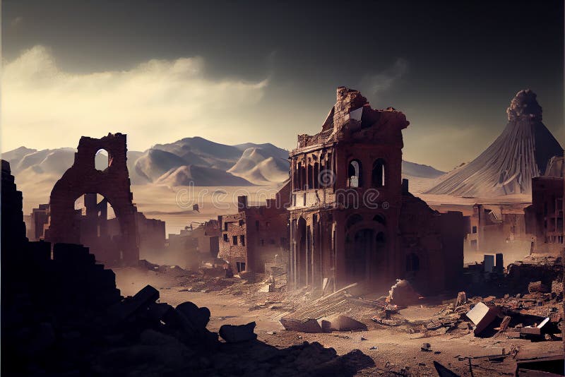 Destroyed City, Post-apocalyptic, War Zone Created with Generative AI ...