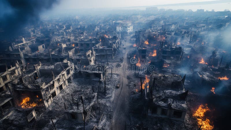 Destroyed City of Ruins. Explosion after Arrival Stock Image - Image of ...