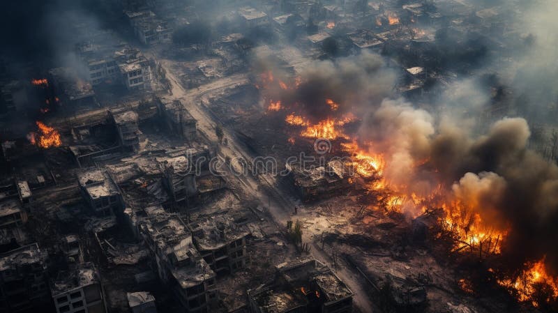 Destroyed City of Ruins. Explosion after Arrival Stock Image - Image of ...