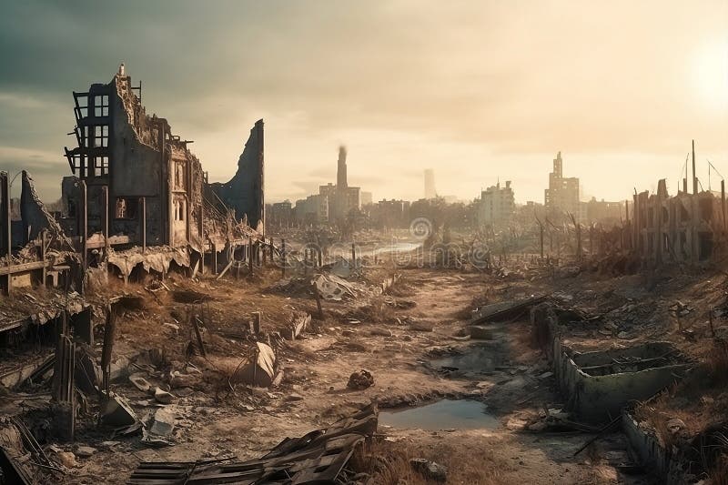 A Destroyed City during the War. Earthquake. Generative AI. Stock ...