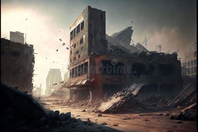 Destroyed city, war zone stock illustration. Illustration of empty ...