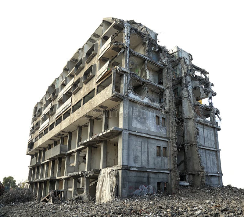 Destroyed Concrete Building Stock Photo - Image of isolated, broken ...