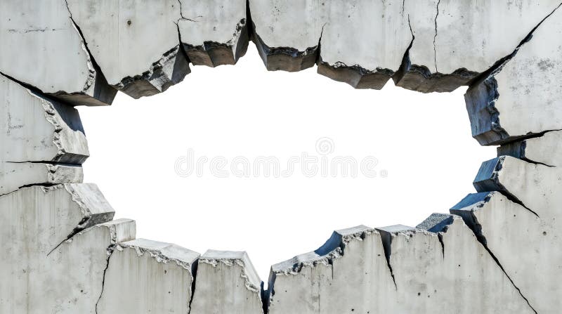 Destroyed Concrete Wall with a Large Open Hole Stock Illustration ...