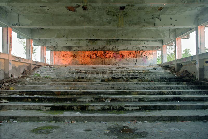 Destroyed conference hall stock image. Image of background - 33752595