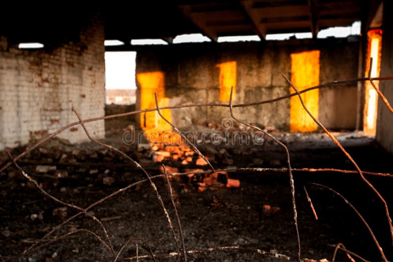 Destroyed Construction Broken Concrete Walls Stock Image - Image of ...